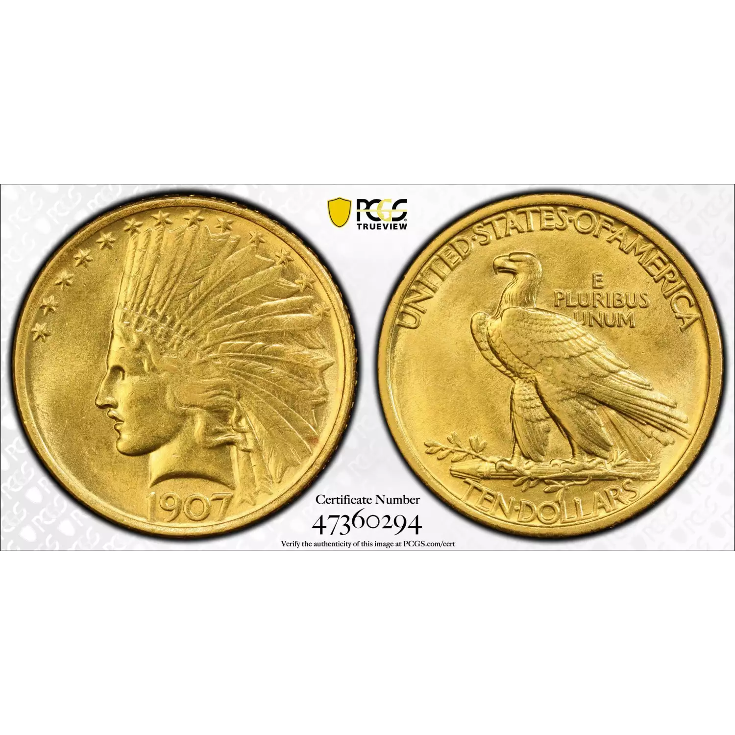 1907 Gold Eagles $10 Indian Head PCGS MS-61 Indian - Bar Harbor Coin ...
