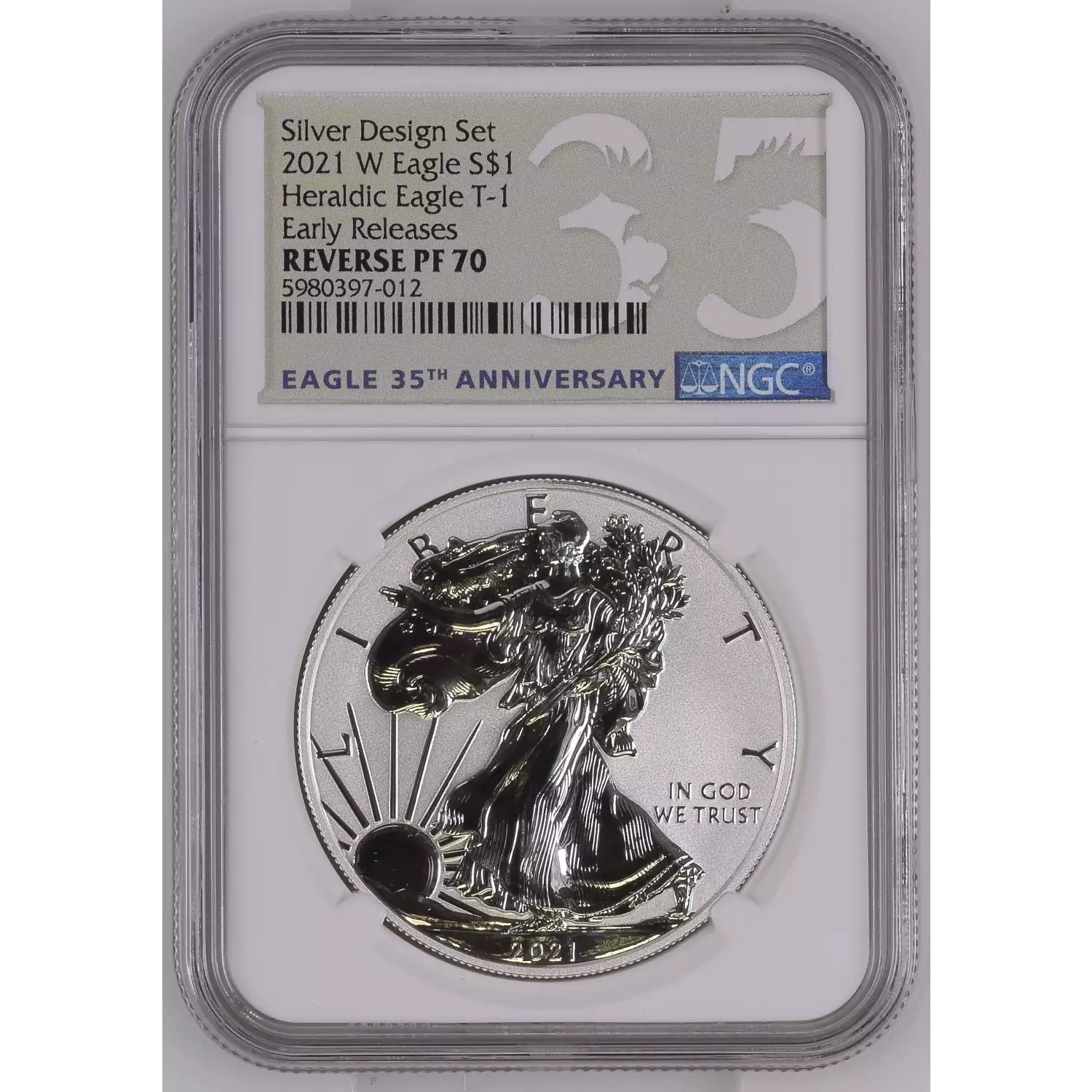 2021-W American Eagle 2021 One Ounce Silver Reverse Proof Two-Coin Set Designer Edition NGC PF ...